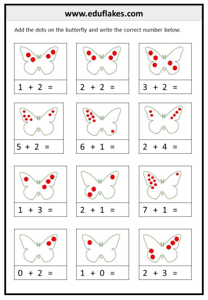 Free Kindergarten Addition worksheets in PDF format