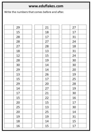 Write the number before and after - eduflakes