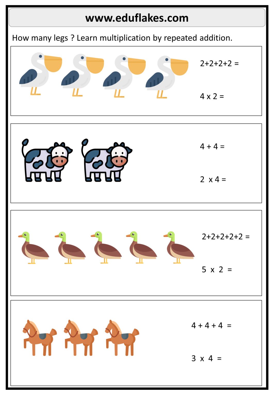 Grade 1 Multiplication Worksheets Free PDF Printable - Eduflakes