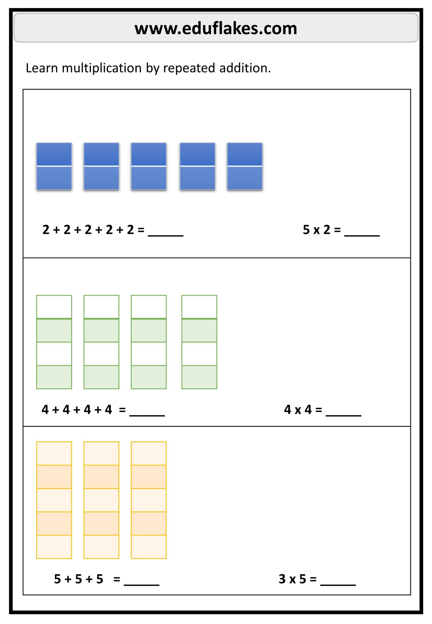 Grade 1 Multiplication Worksheets Free PDF Printable - Eduflakes