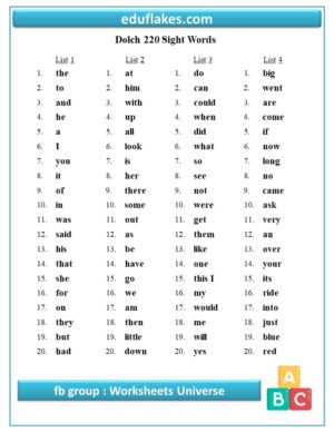 Dolch sight words pdf - Teach to read - eduflakes