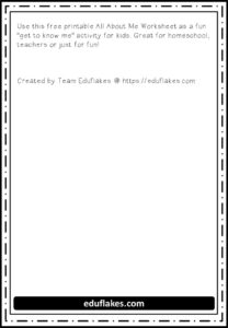 "All About Me" Kindergarten Worksheets - Eduflakes