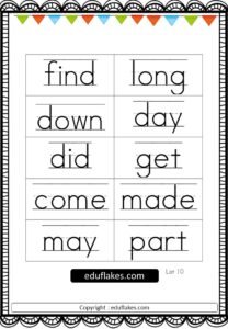 Dolch Sight Word Flashcard - Eduflakes