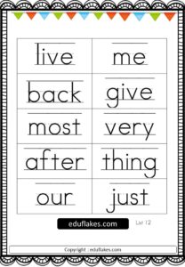 Dolch Sight Word Flashcard - Eduflakes