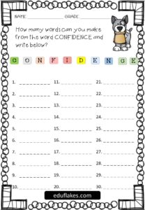Word Search Grade 2 Printable Worksheet - Eduflakes