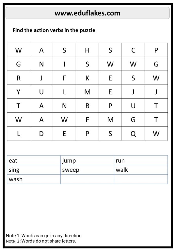 Action Verbs For Kids - Eduflakes