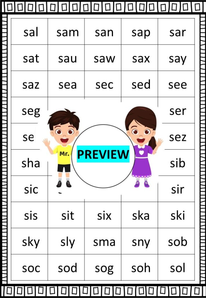 Three Letter Words For Kindergarten Reading Practice - Eduflakes