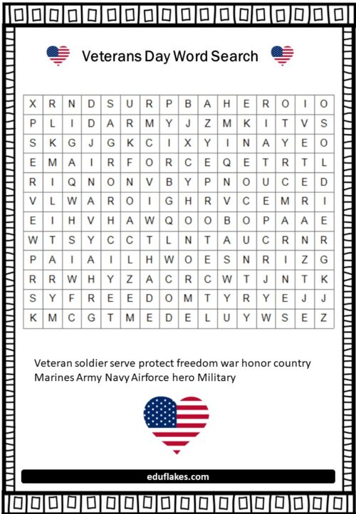 Veteran Day Activities Free PDF Printable - Eduflakes