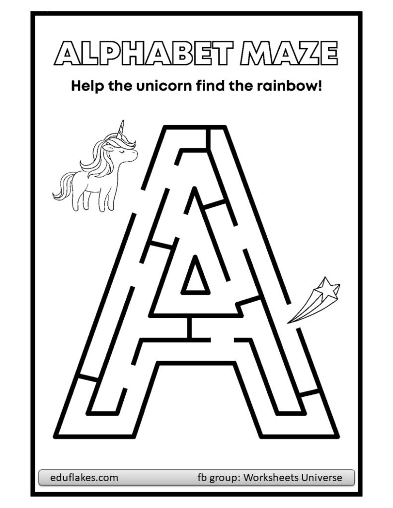 Free Alphabets Maze PDF Printable Worksheet - Eduflakes