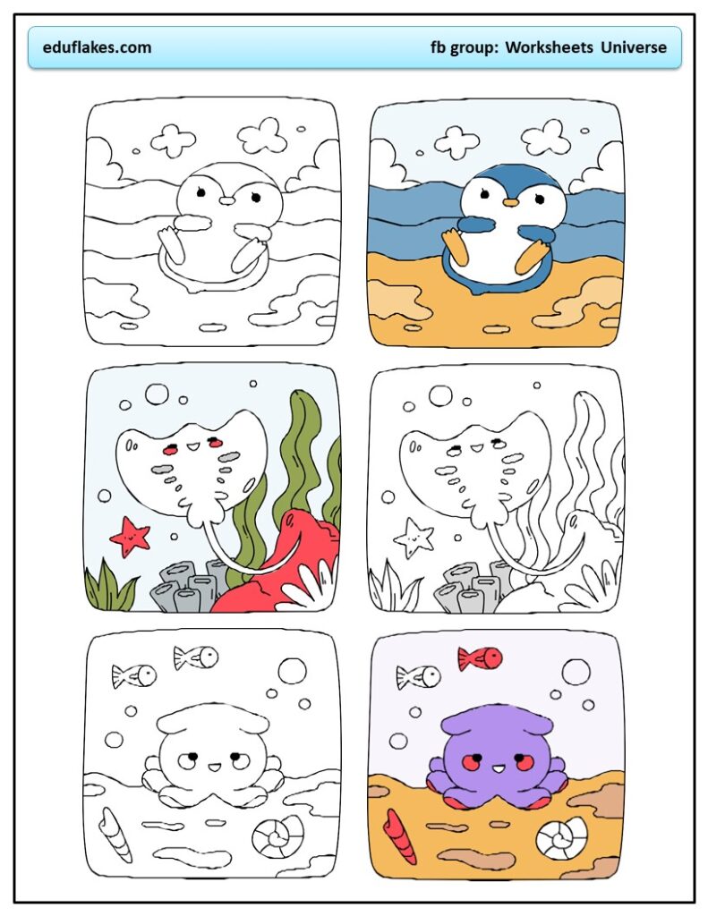 Kindergarten Coloring book - Animal theme - eduflakes