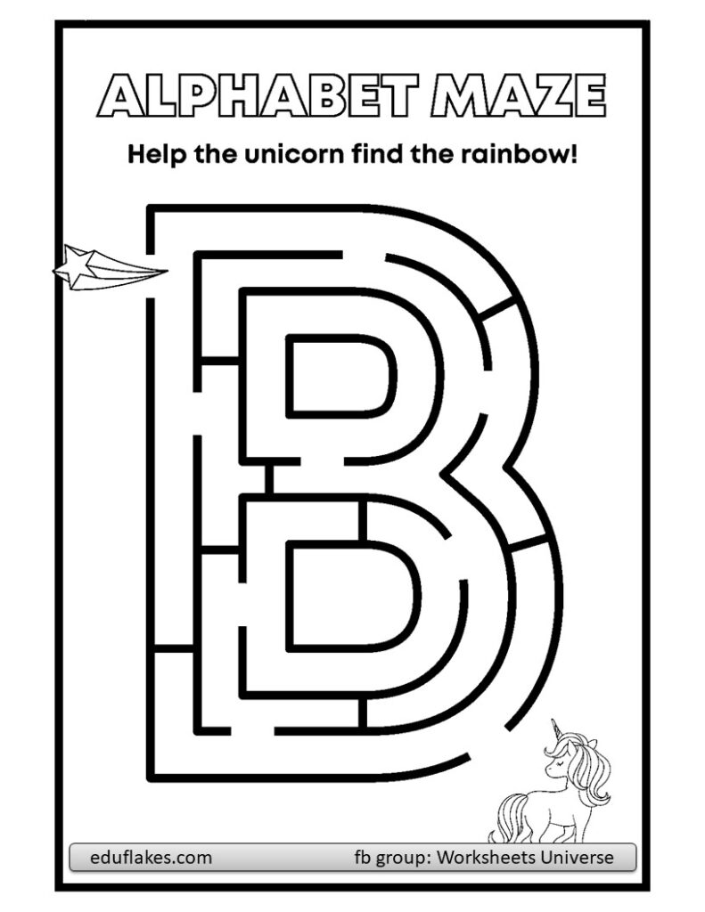 Free Alphabets Maze PDF Printable Worksheet - Eduflakes