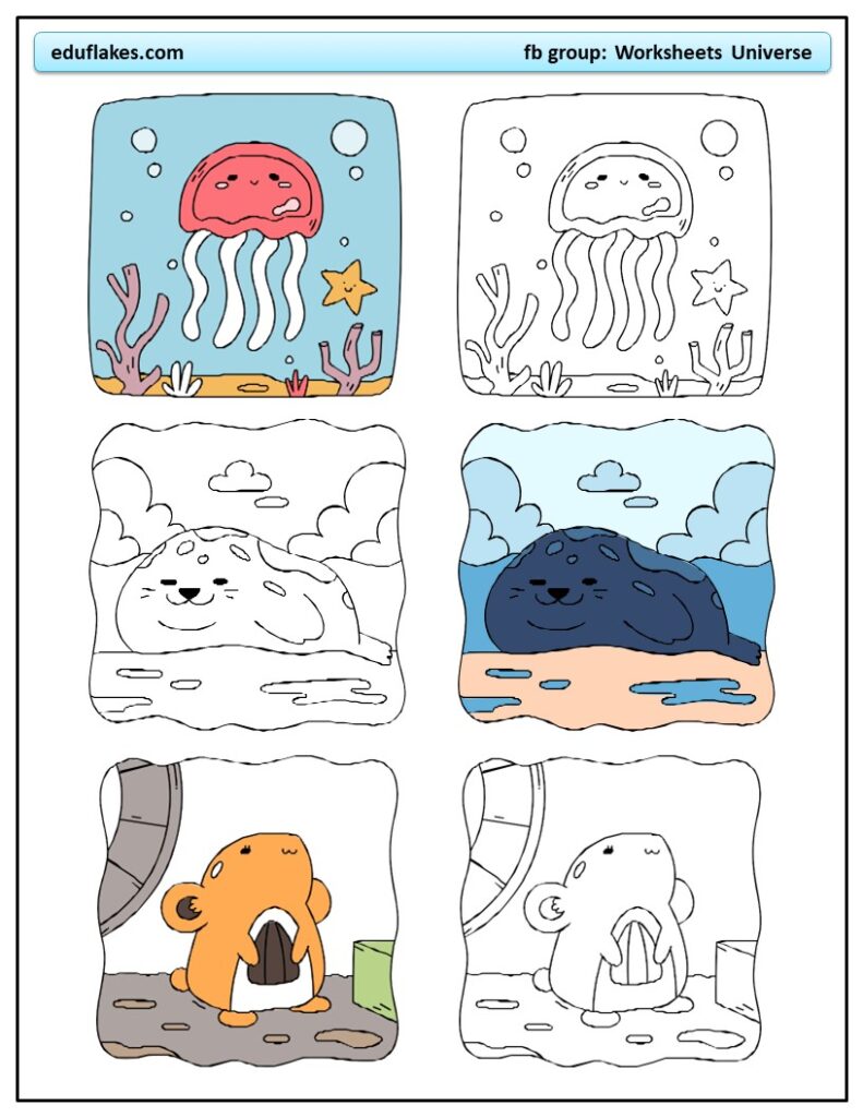 Kindergarten Coloring Book - Animal Theme - Eduflakes
