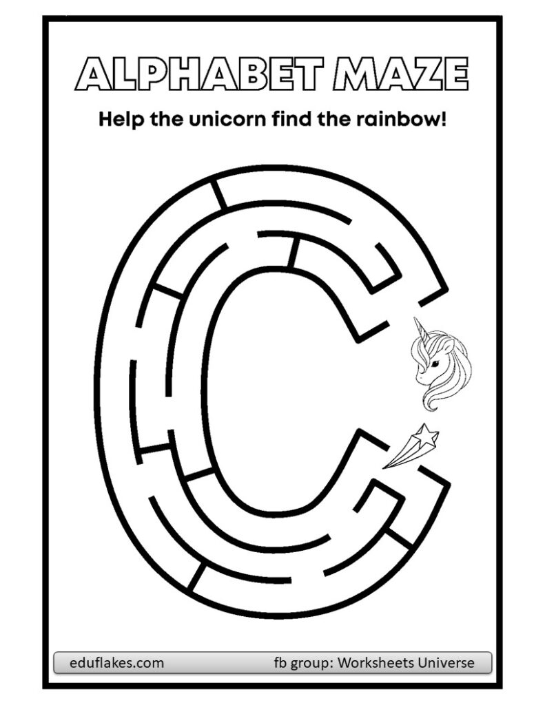 Free Alphabets Maze PDF Printable Worksheet - Eduflakes