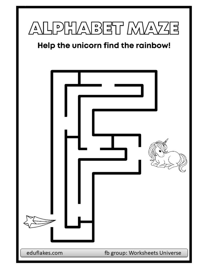 Free Alphabets Maze PDF Printable Worksheet - Eduflakes