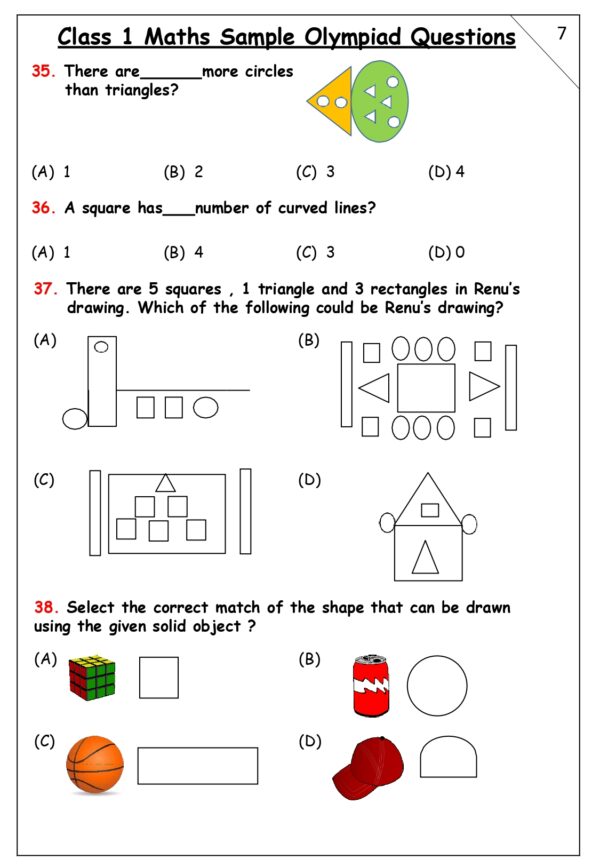 Grade 1 1st Standard Math Olympiad Question Paper Eduflakes Grade 1 1st Standard Math Olympiad Question Paper Eduflakes