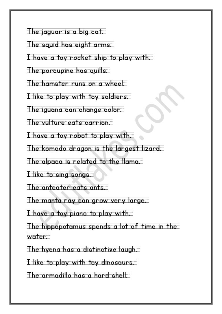 Simple Sentences Reading Worksheets For Kindergarten - Eduflakes