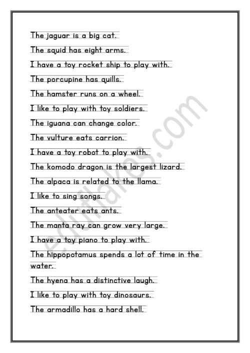 Simple Sentences Reading Worksheets For Kindergarten - Eduflakes