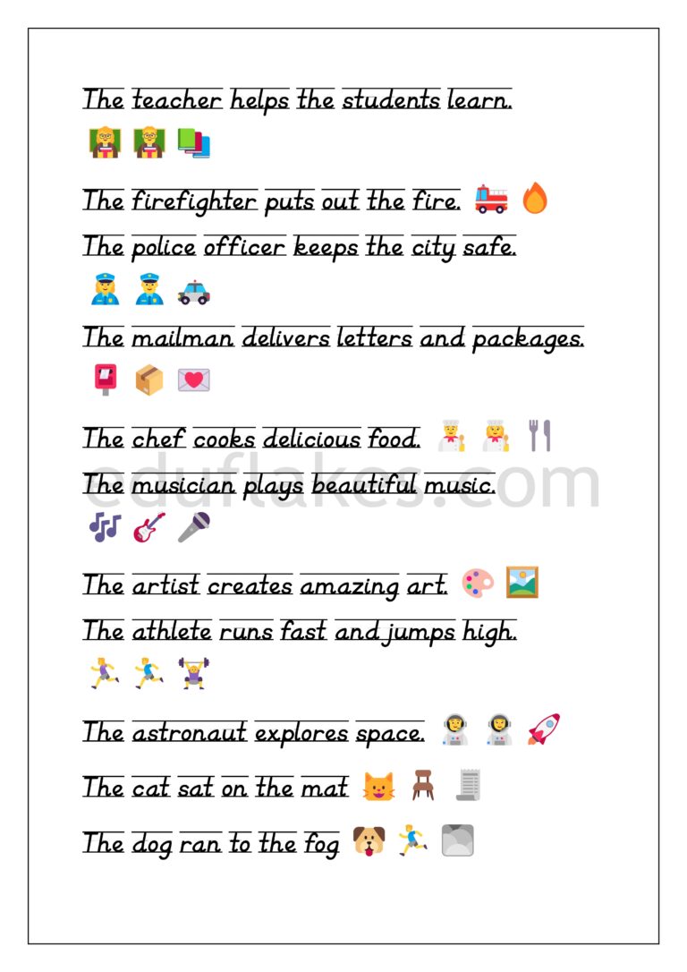 CVC Sentences Worksheets For Kindergarten Reading Free Pdf - Eduflakes