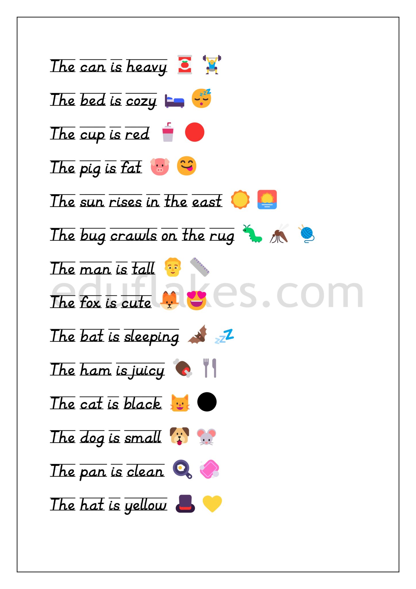 CVC Sentences Worksheets For Kindergarten Reading Free Pdf - Eduflakes
