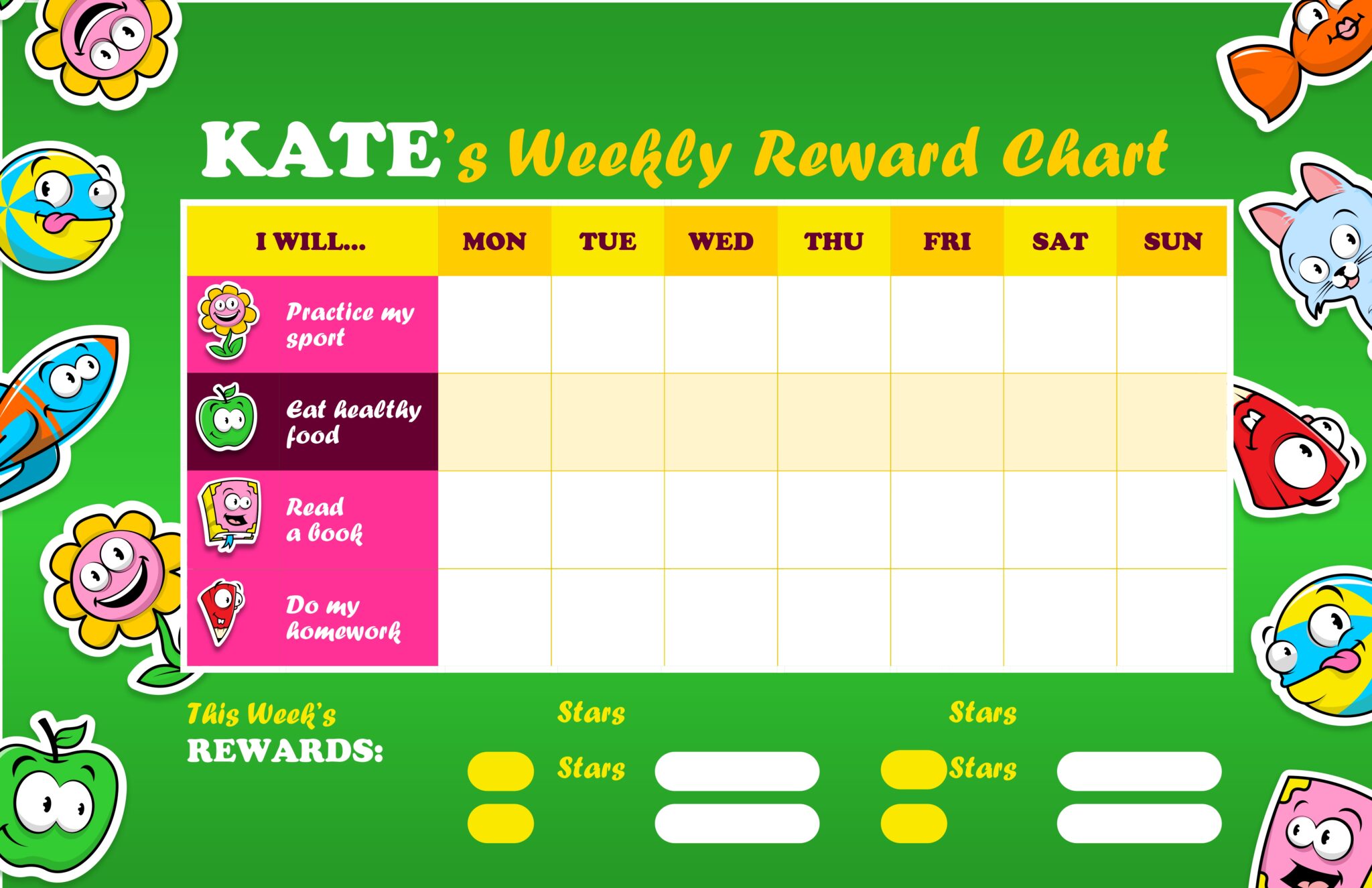 Free Rewards Chart Template With Stars - Eduflakes