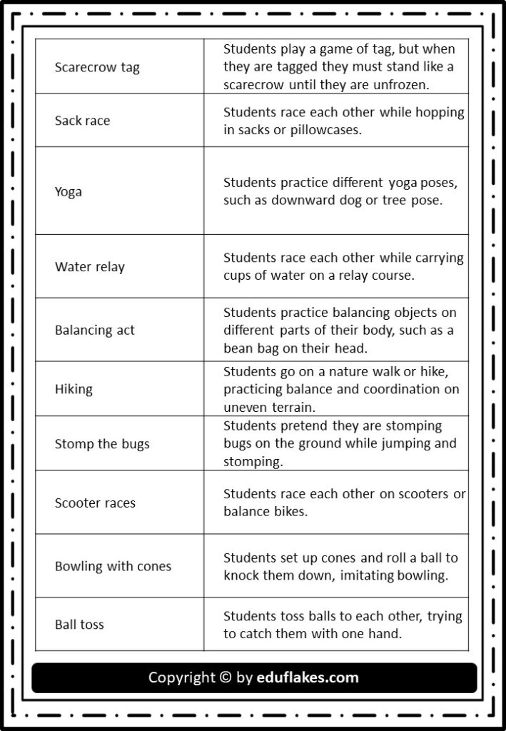 Kindergarten Gross Motor Activities Free Pdf - Eduflakes