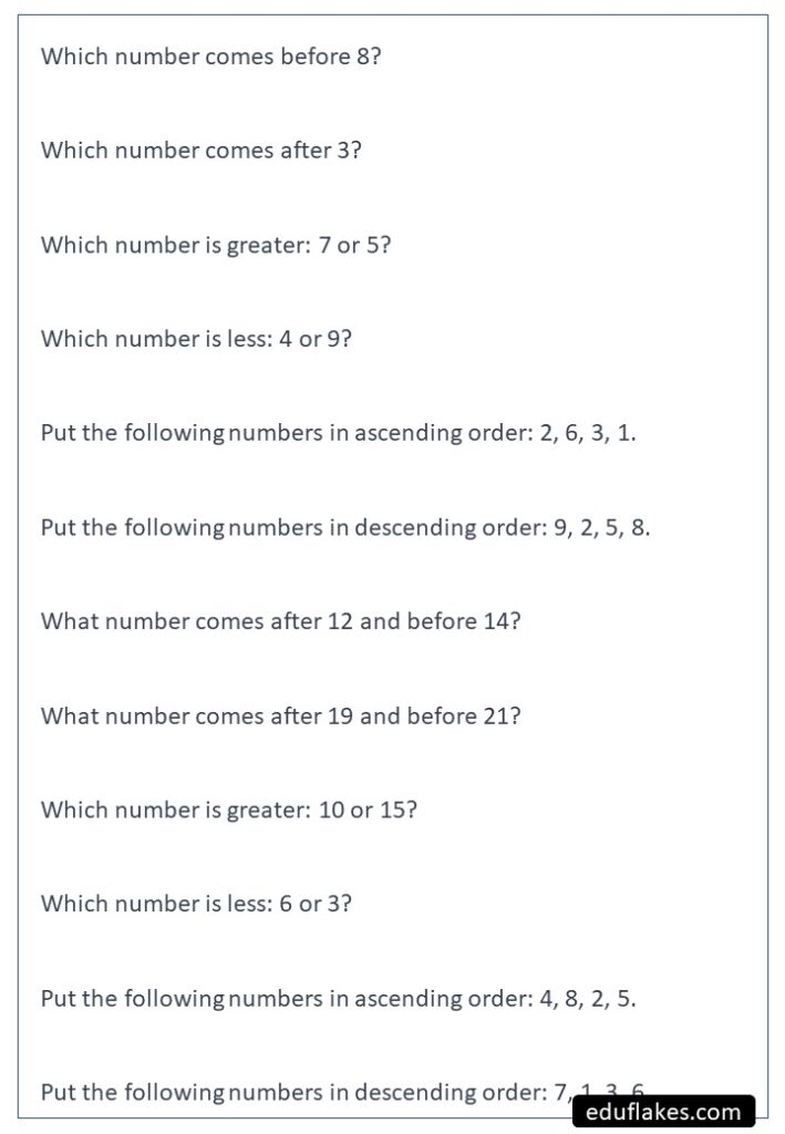 Math Olympiad Sample Questions Grade 1 - Eduflakes