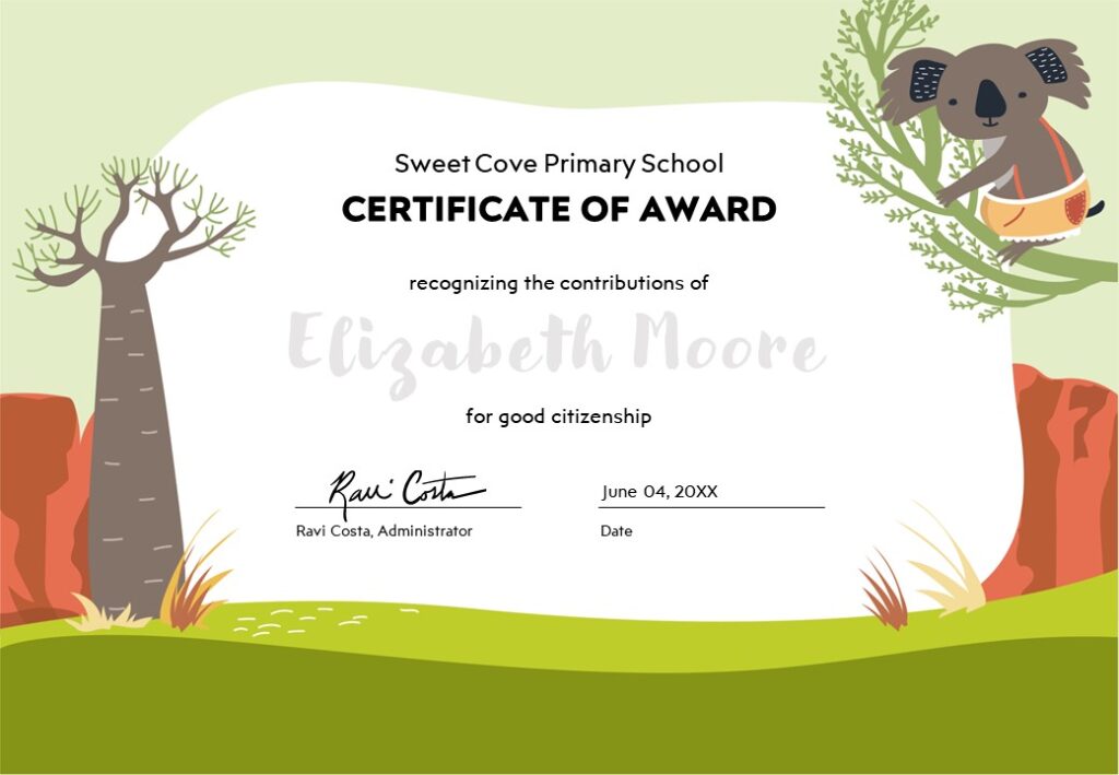 Preschool Kindergarten Certificate Diploma Free Editable Powerpoint ...