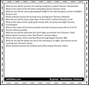 General Knowledge Questions And Answers For Grade 1 And Grade 2 Free ...