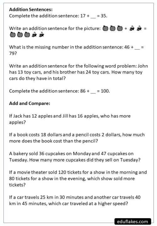 Math Olympiad Sample Questions Grade 1 - Eduflakes