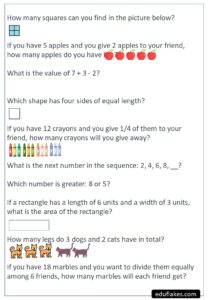 Math Olympiad Sample Questions Grade 1 - Eduflakes