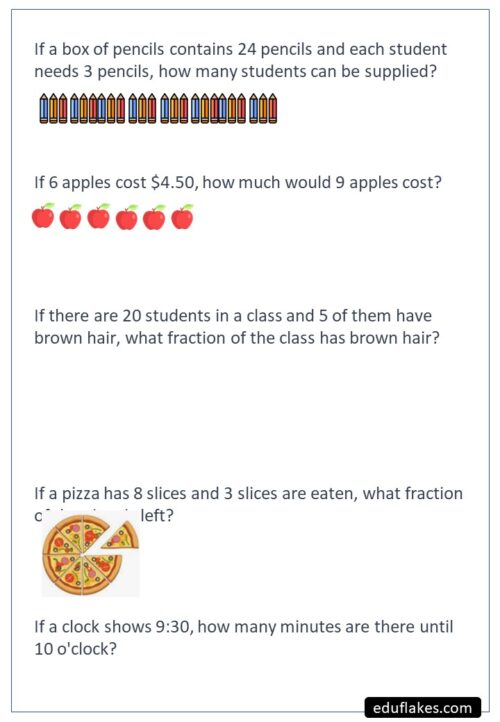 Math Olympiad Sample Questions Grade 1 - Eduflakes