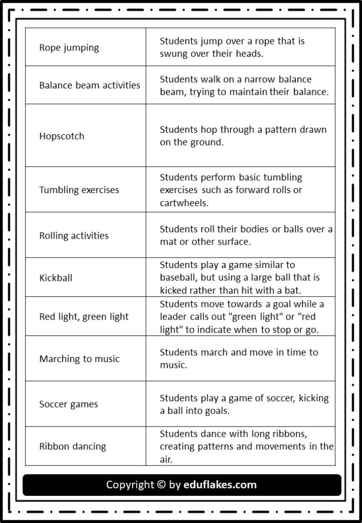 Kindergarten Gross Motor Activities Free Pdf - Eduflakes