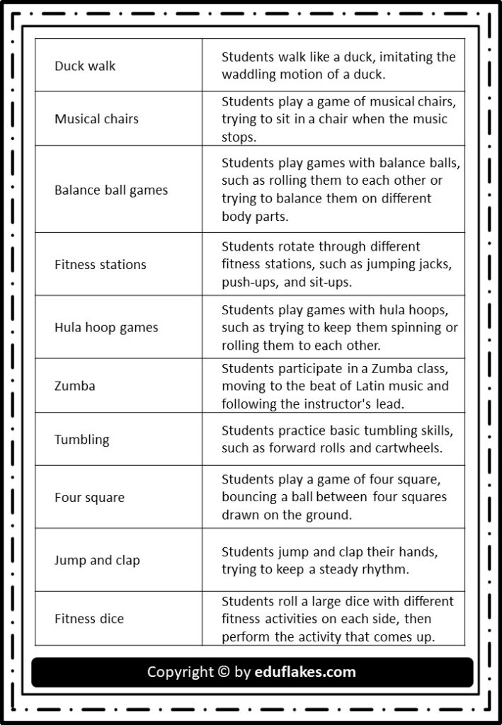 Kindergarten Gross Motor Activities Free Pdf - Eduflakes