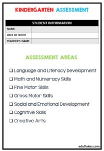 Kindergarten Assessment Sheet Pdf Free Download - Eduflakes