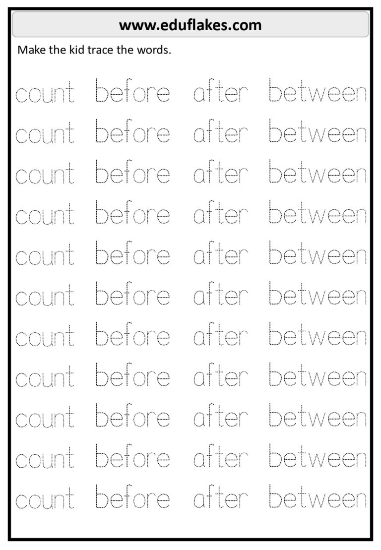 Before After Between Worksheets For Kids - Eduflakes