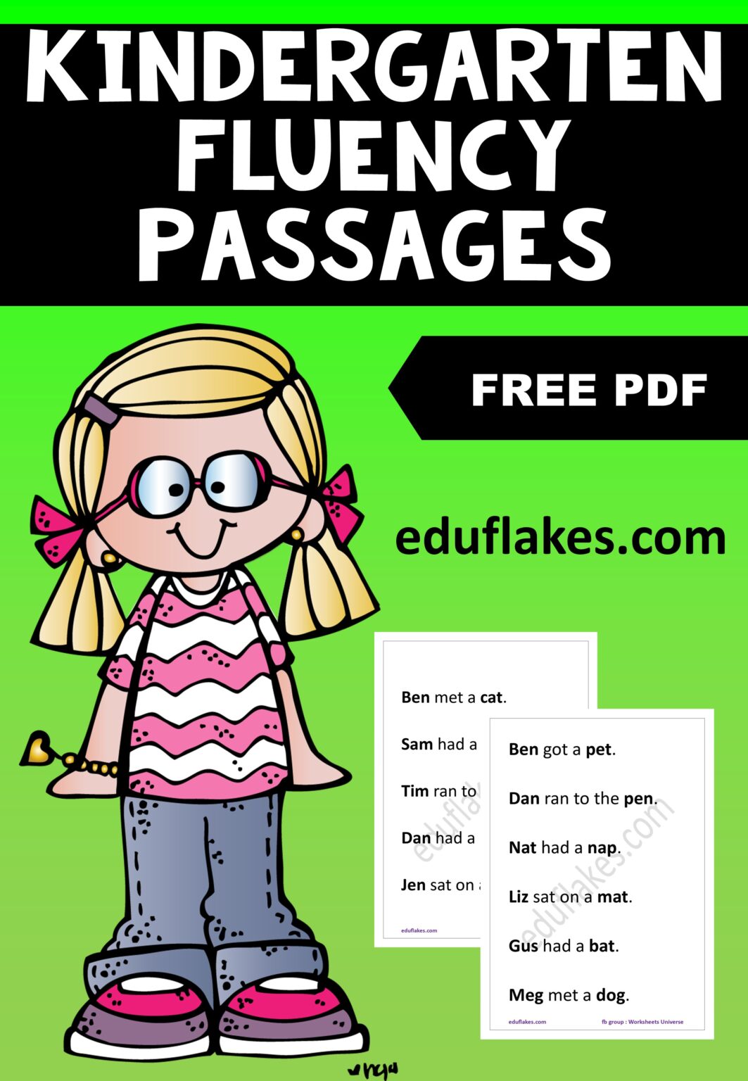 Kindergarten Fluency Passages Free PDF With CVC Words - Eduflakes