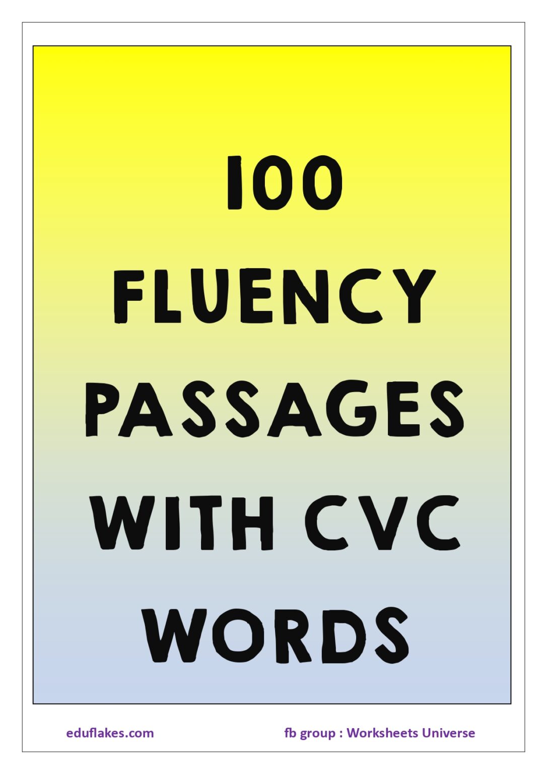 Kindergarten Fluency Passages Free PDF With CVC Words - Eduflakes