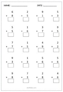 Free Single Digit Addition Worksheets For Kindergarten Grade 1 - Eduflakes