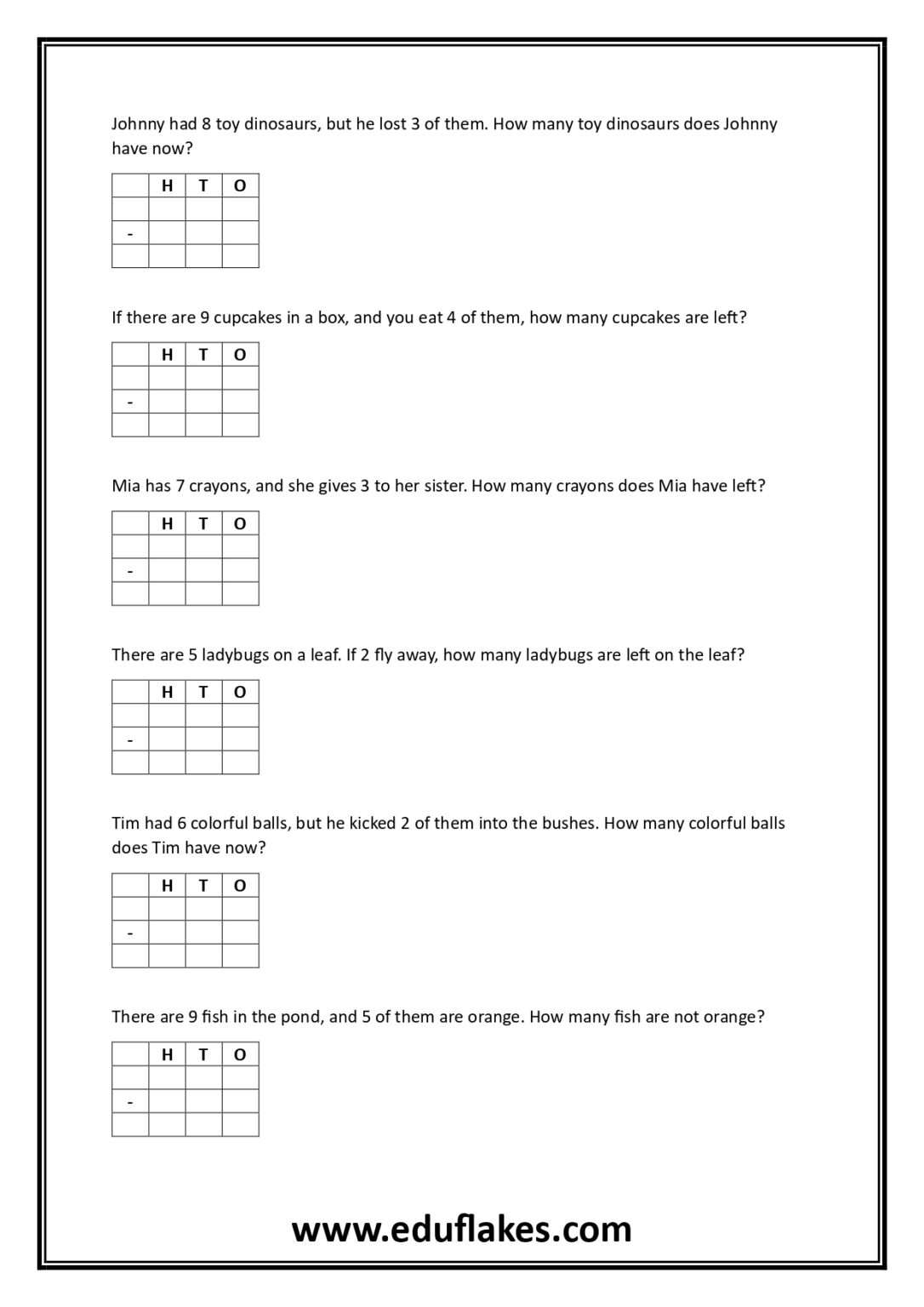 Grade 2 Subtraction Word Problems Free Download - Eduflakes