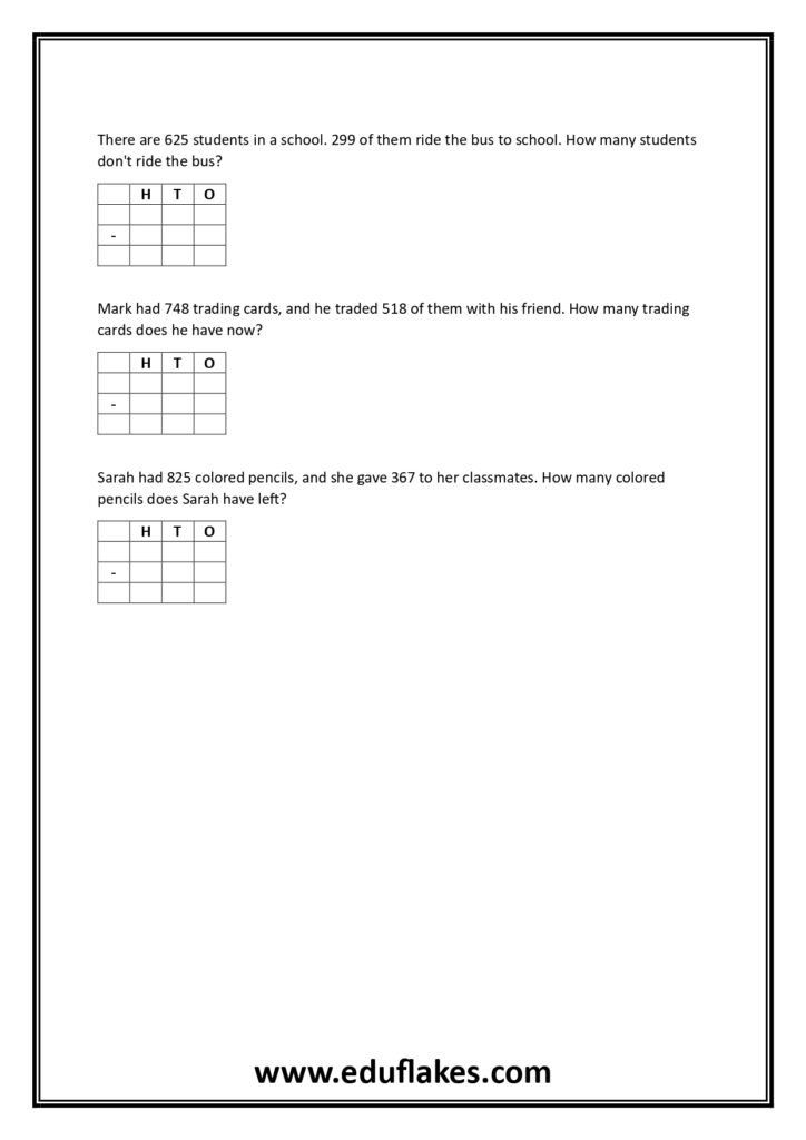 Grade 2 Subtraction Word Problems Free Download - Eduflakes