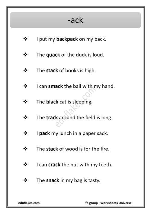 Word Family Printables Free Pdf Eduflakes