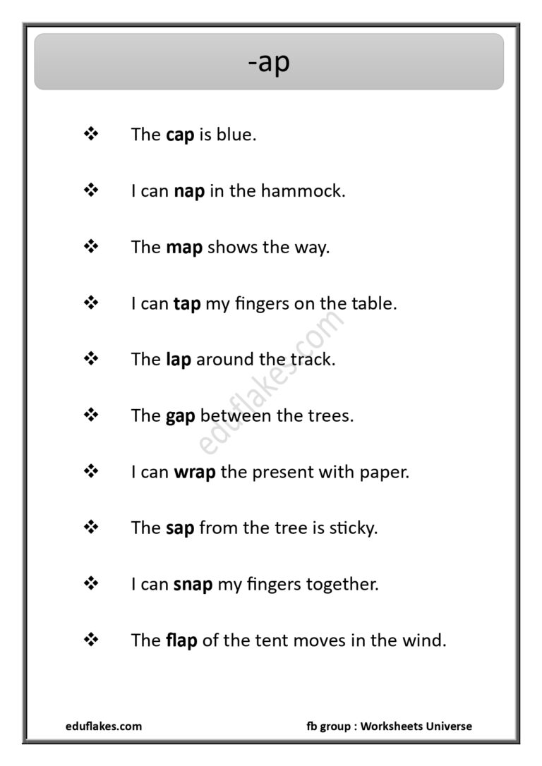 Word Family Printables Free PDF - Eduflakes