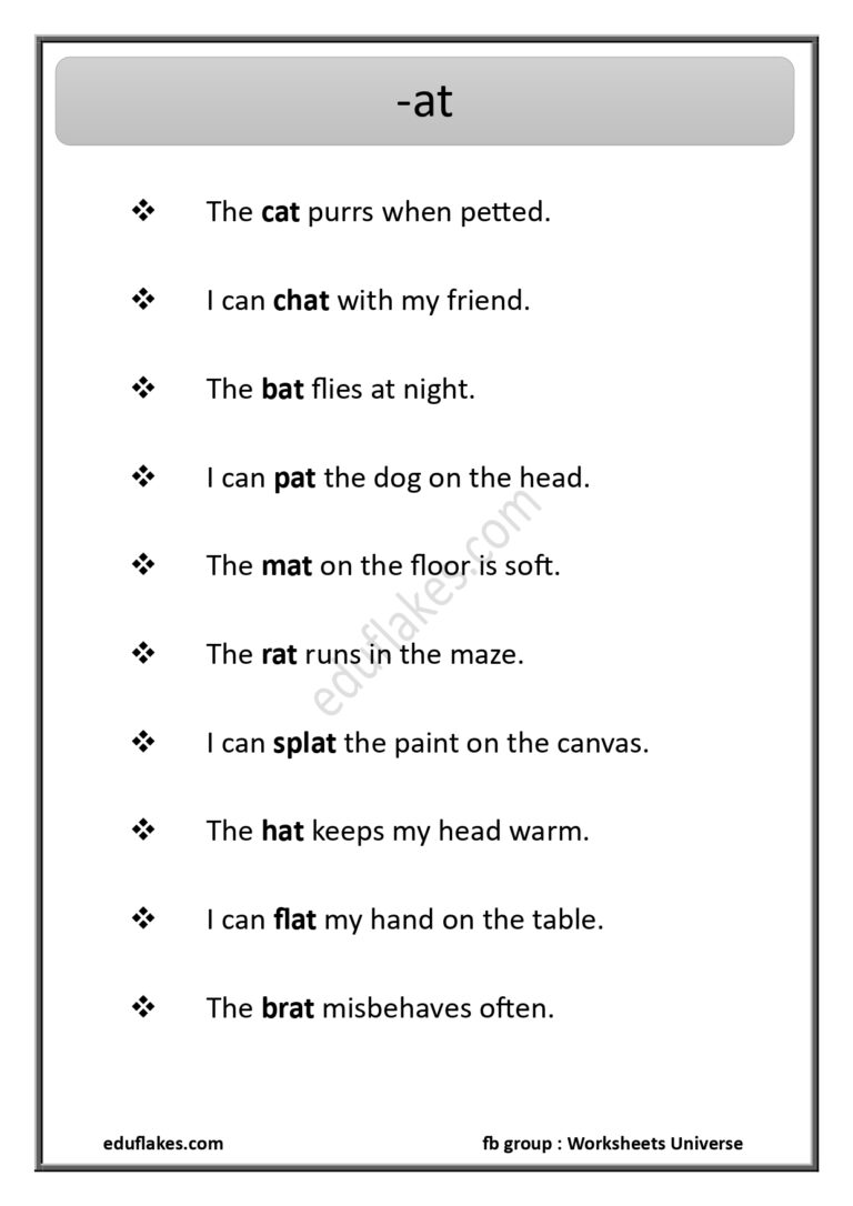 Word Family Printables Free PDF - Eduflakes