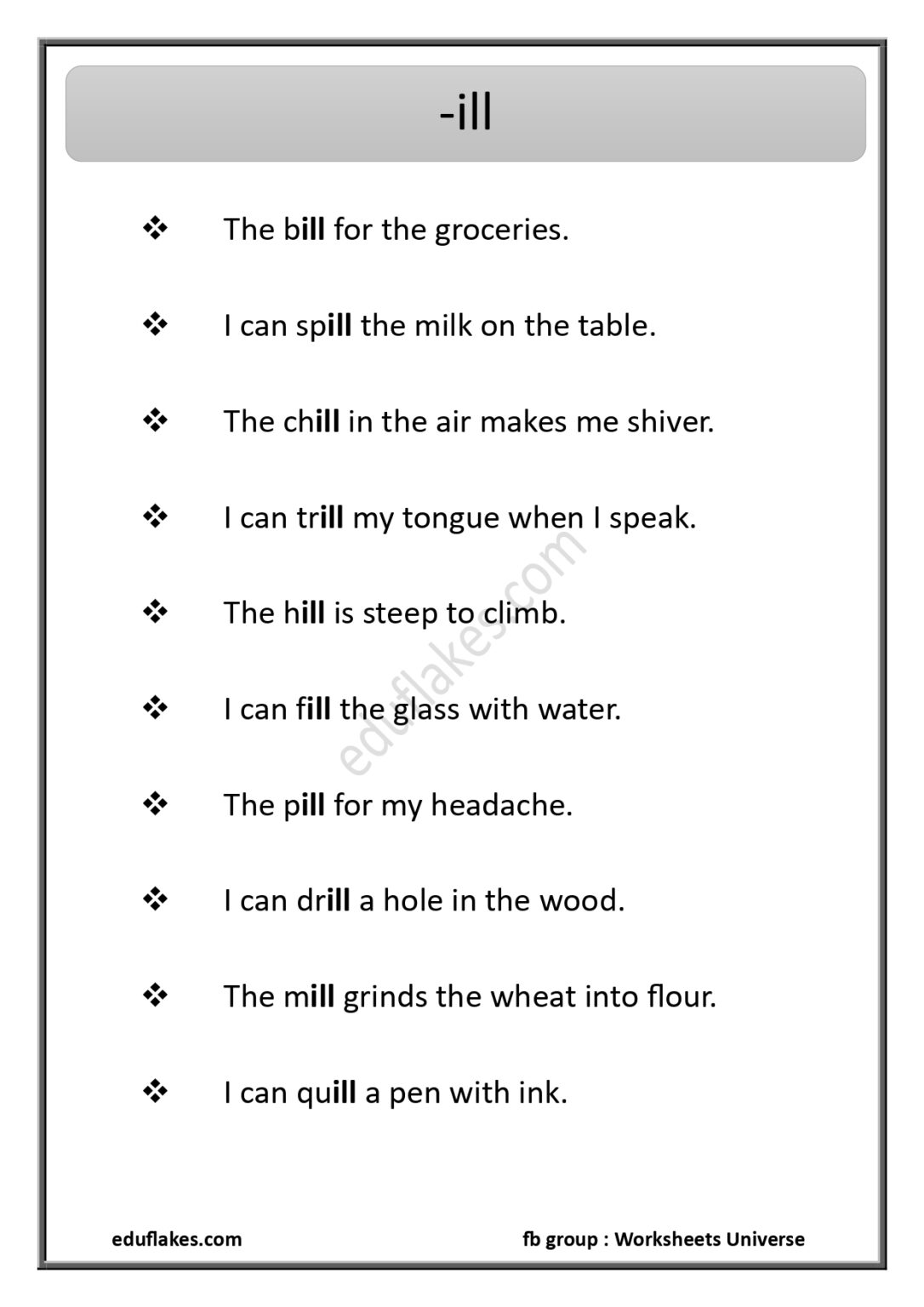 Word Family Printables Free PDF - Eduflakes