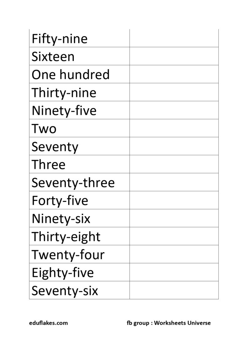 Words To Numbers Worksheet Grade 1 - Eduflakes