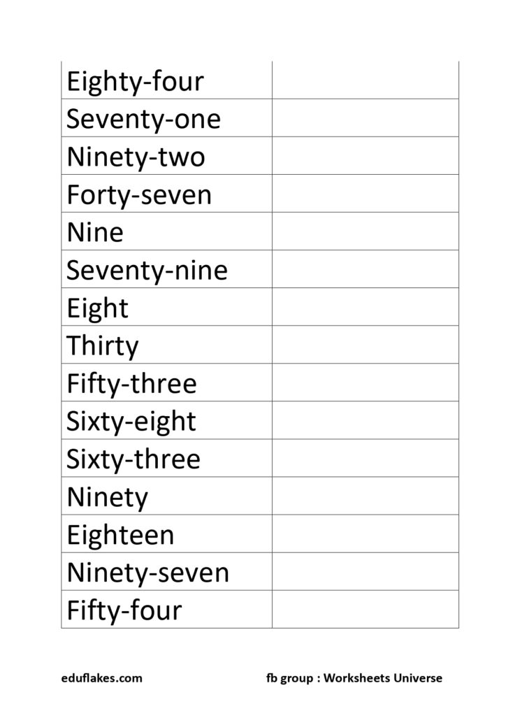 Words To Numbers Worksheet Grade 1 - Eduflakes