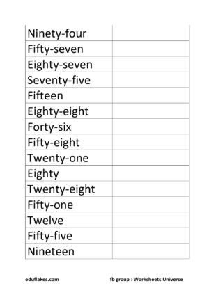 Words to numbers worksheet Grade 1 - eduflakes