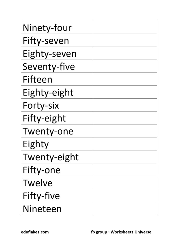 Words To Numbers Worksheet Grade 1 - Eduflakes