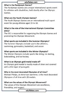 Olympics Worksheets And Printables Free PDF - Eduflakes