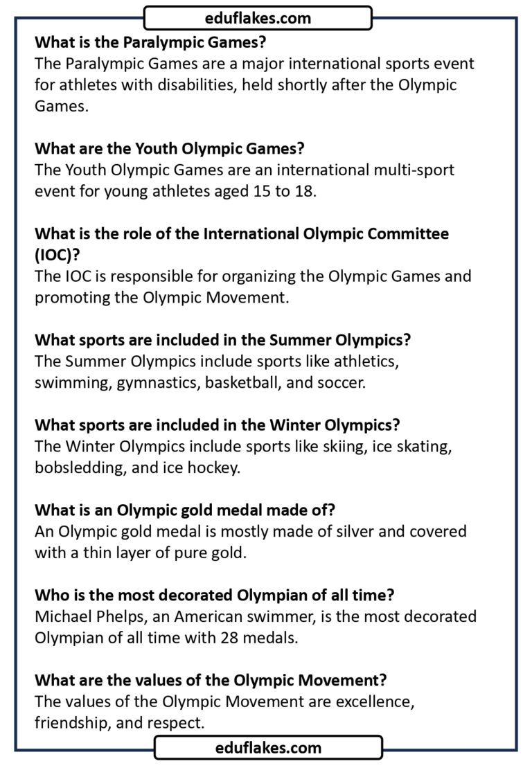 Olympics Worksheets And Printables Free PDF - Eduflakes
